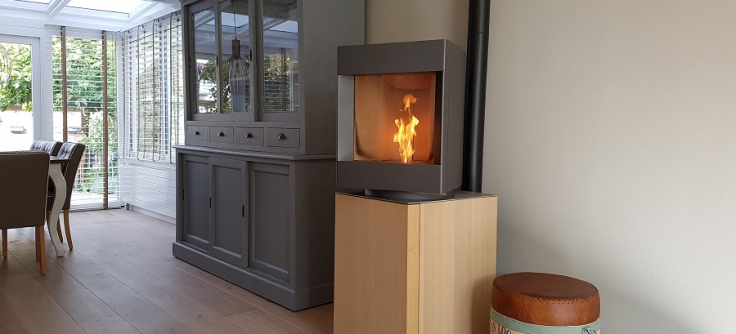 Stille Stuv P10 pelletkachel met gepersionaliseerd onderstel